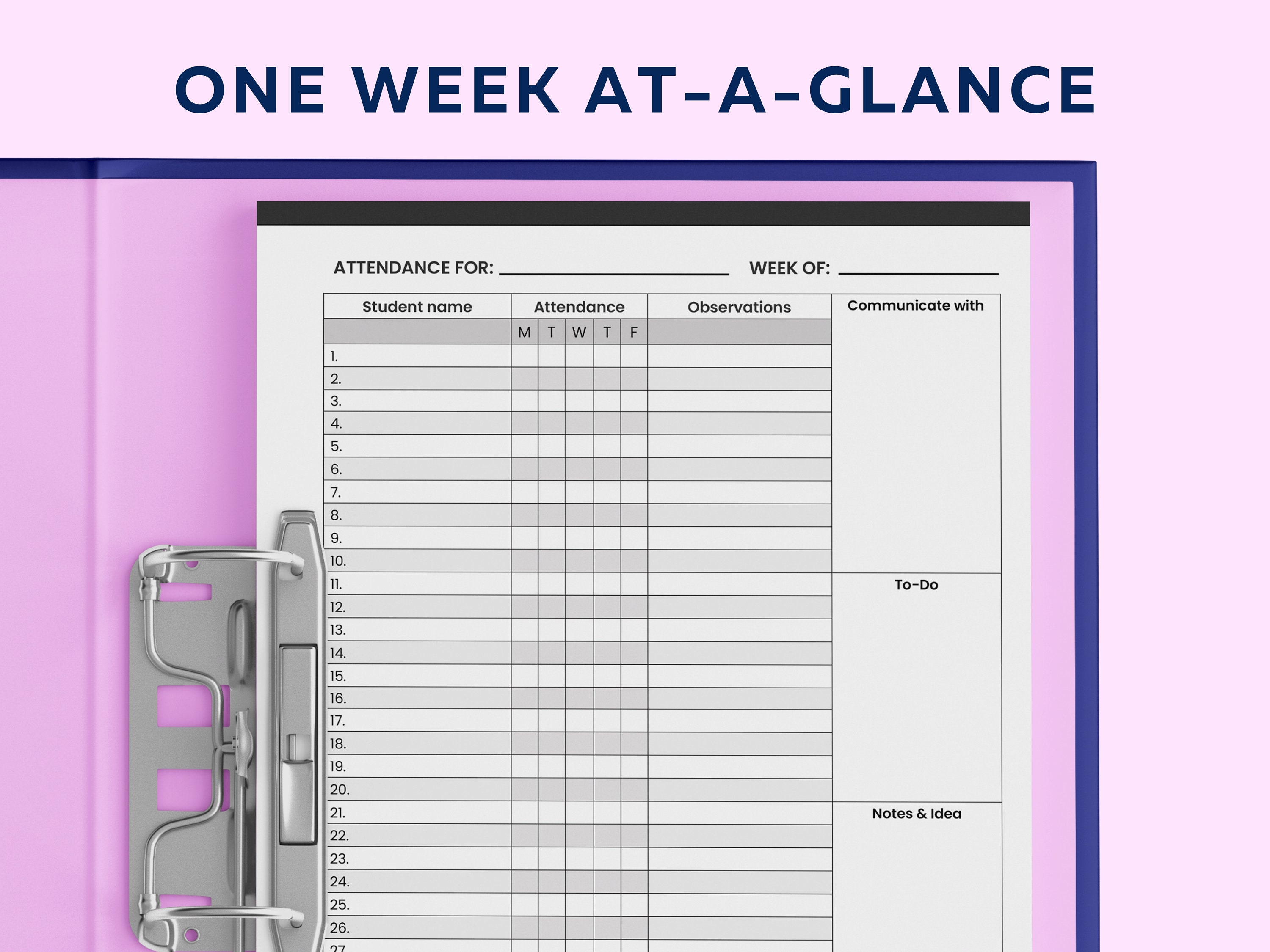 Attendance Forms for Teachers, Attendance Tracker, School Attendance ...