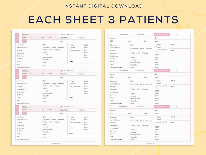 Printable Telemetry Report Sheet, 3 Patient Report Sheet, Medical ...