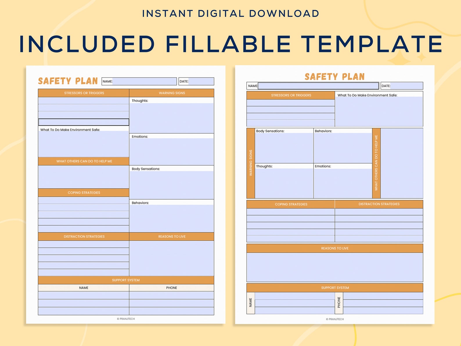 Printable Safety Plan, Therapy Aid, Coping Skills, School Counselor ...