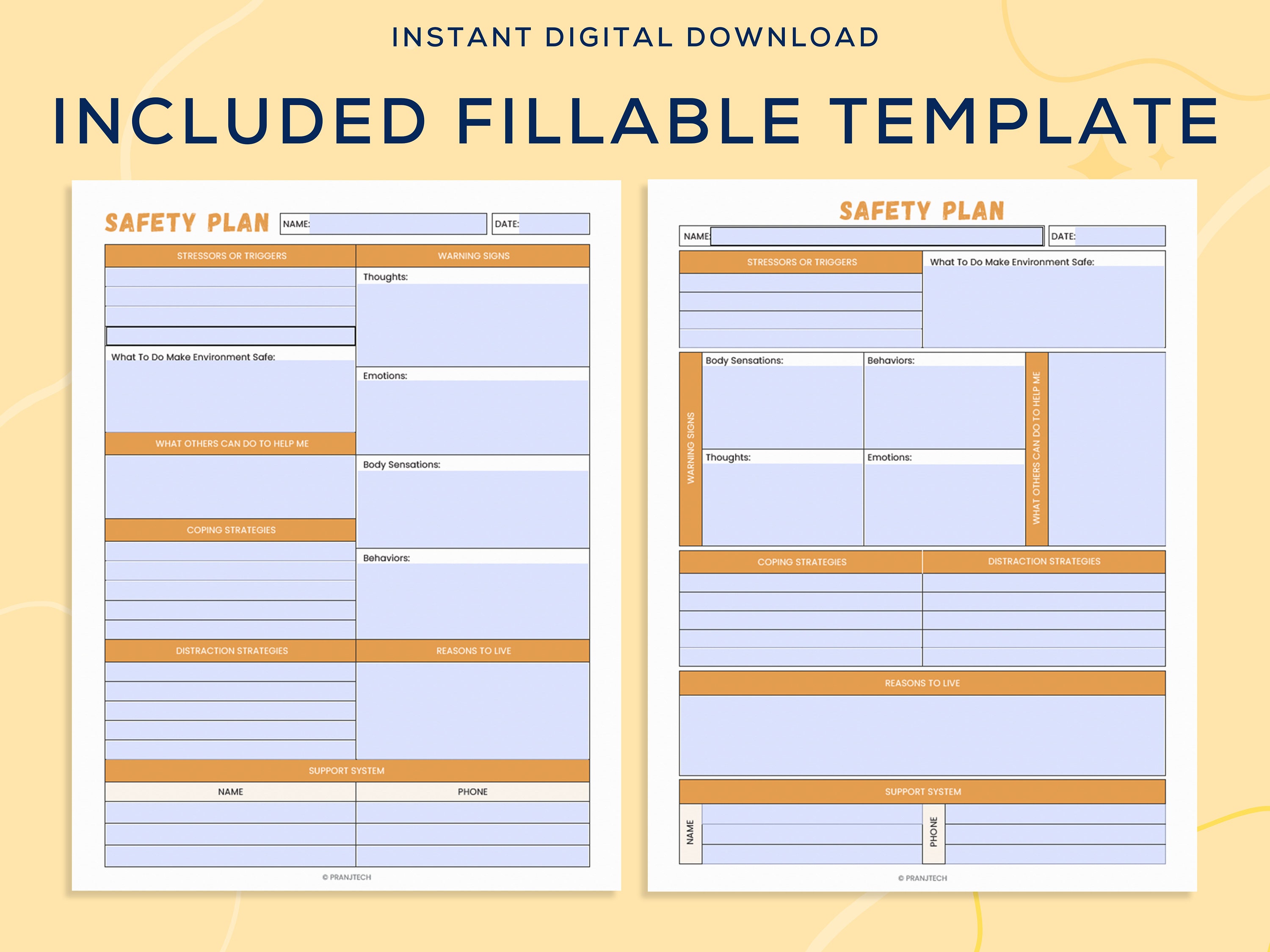 Printable Safety Plan, Therapy Aid, Coping Skills, School Counselor ...