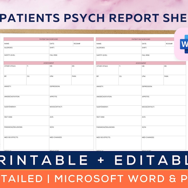 Psych Shift Report Template - Etsy