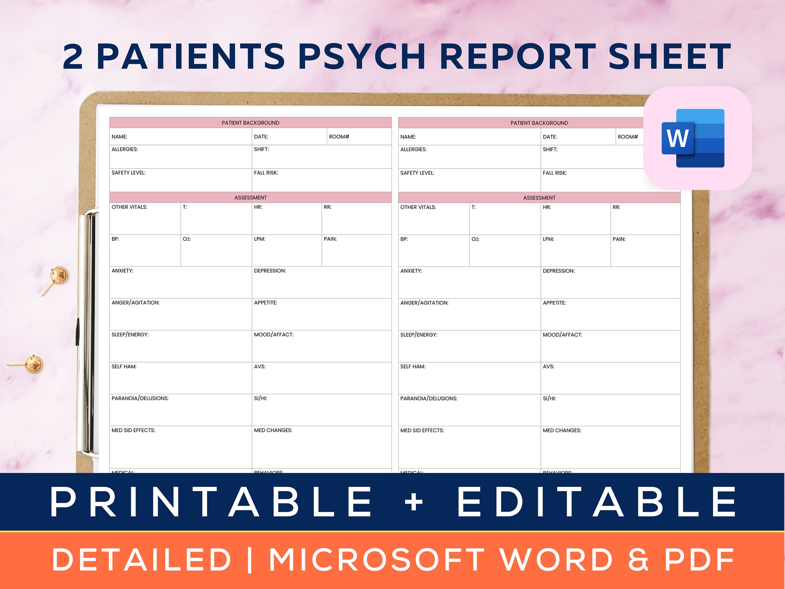 2 Patients Psych Nurse Report Sheet, Psych Nurse Brain, Nursing ...