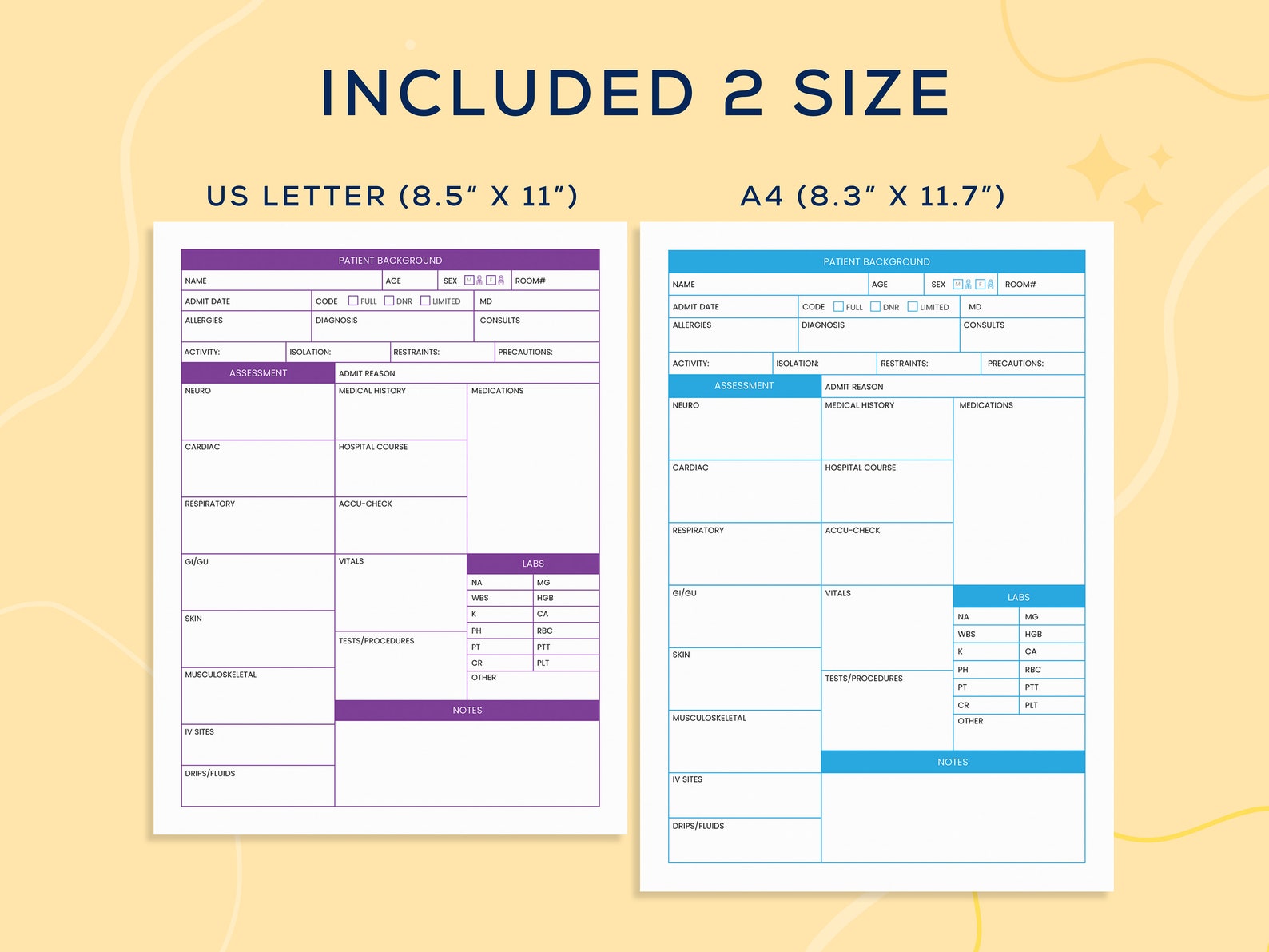 Printable Patient Nursing Report Sheet Template - Etsy