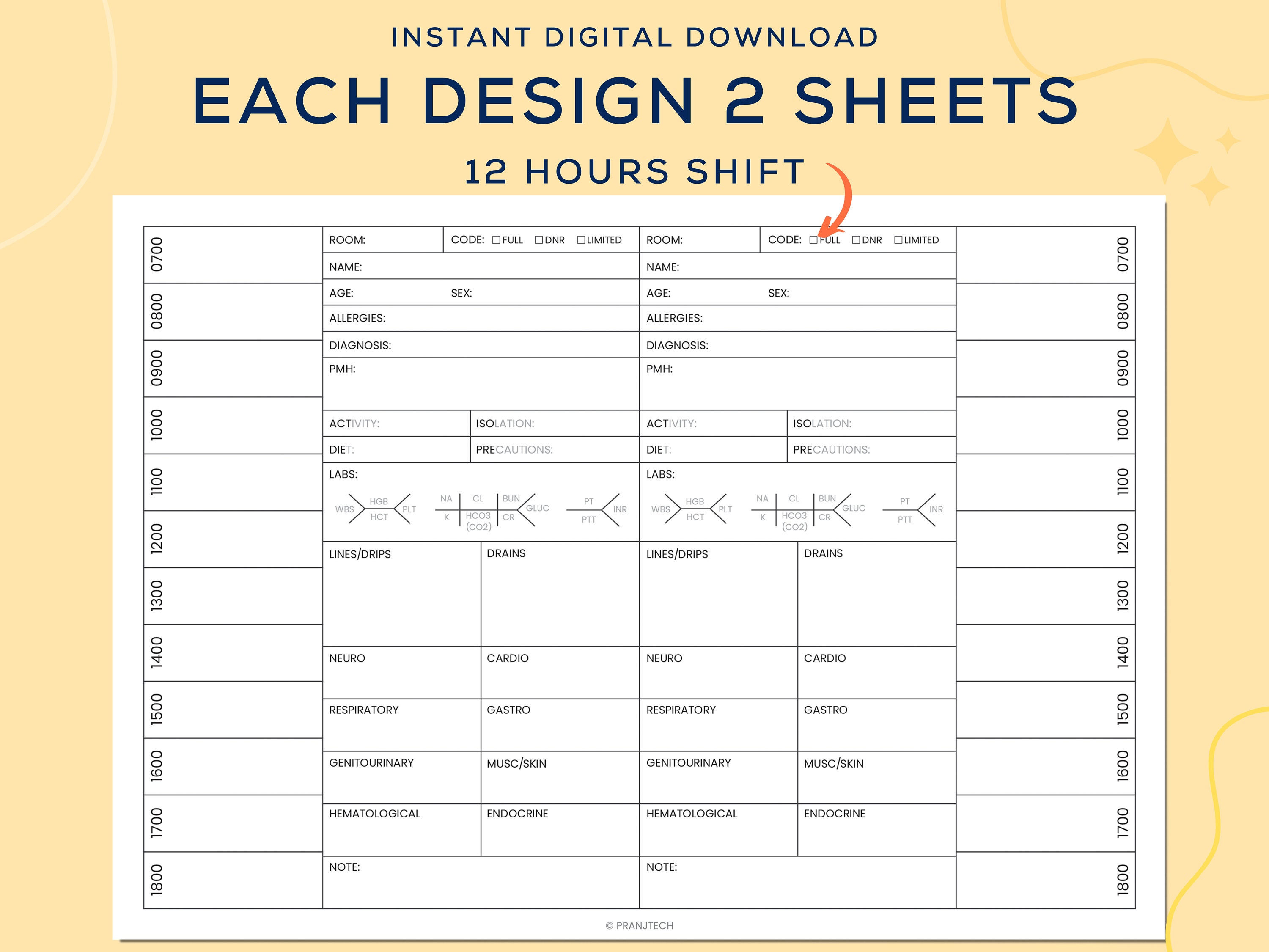 2 Patient Nursing Report Sheet | Two Patient Reporting Template | Nurse ...
