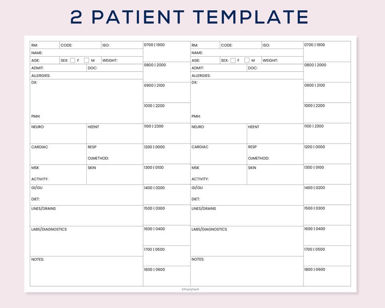 Pediatric Nurse Report Sheet for 2 Patients, Pediatrics Nurse Brain ...