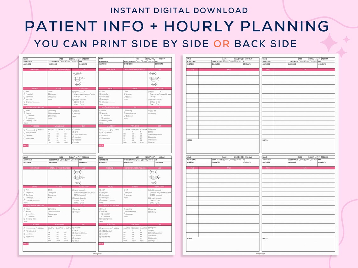 Buy Best Four Patient Nursing Report Sheet for Step Down Units, Med ...