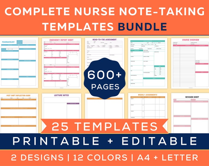 Complete Nurse Note-taking Templates Bundle Student Nurse - Etsy
