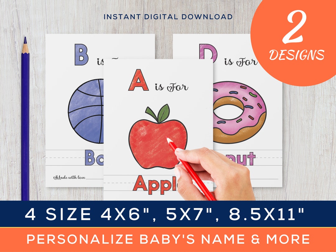 ABC Book Baby Shower Activity, Personalized Alphabet Coloring Book ...