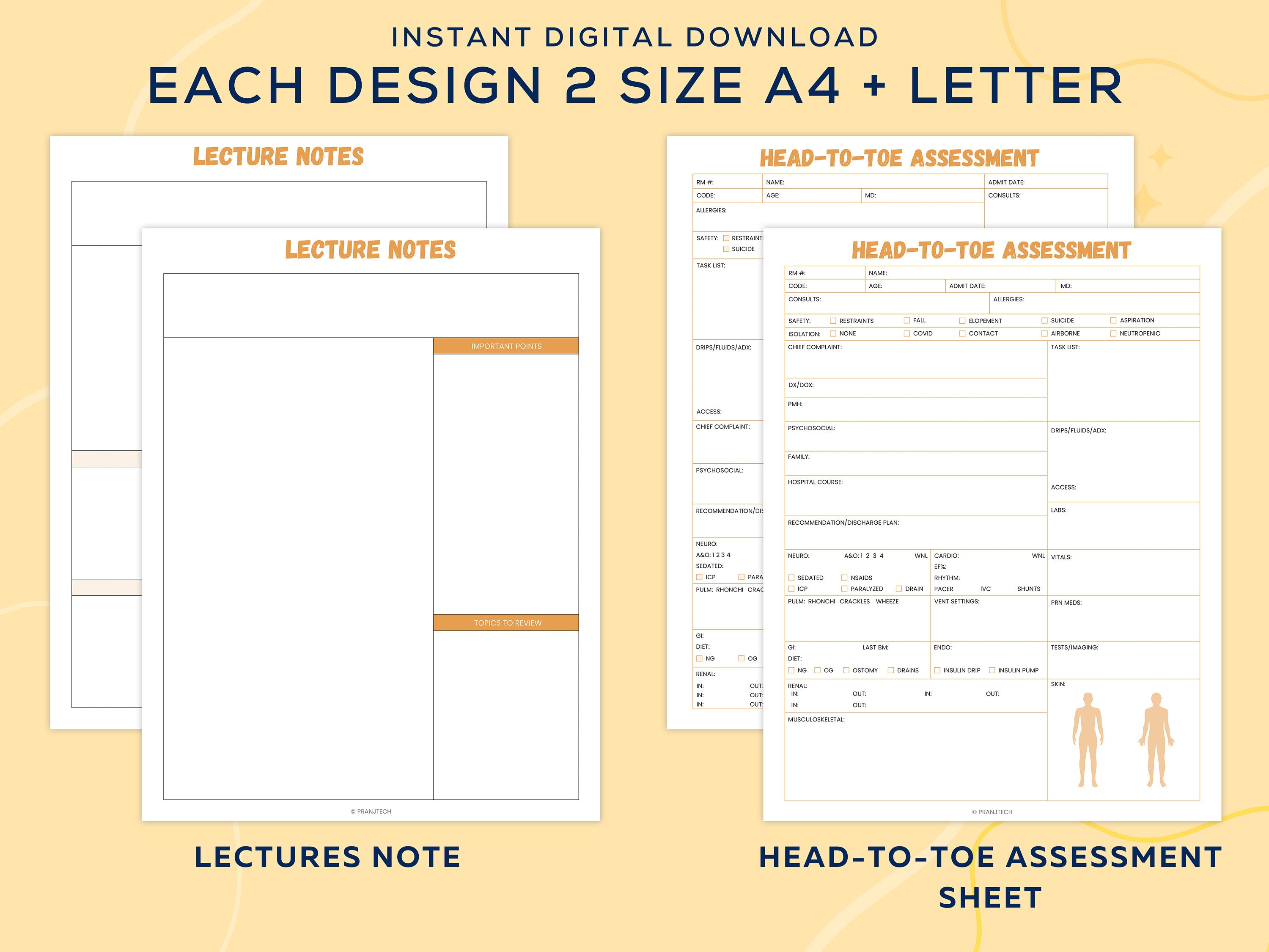 Complete Nurse Note-taking Templates Bundle | Student Nurse Study ...