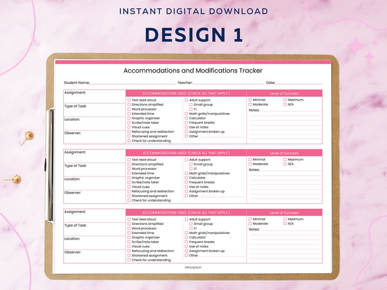 Accommodation & Modification Tracker for Special Education, Classroom ...