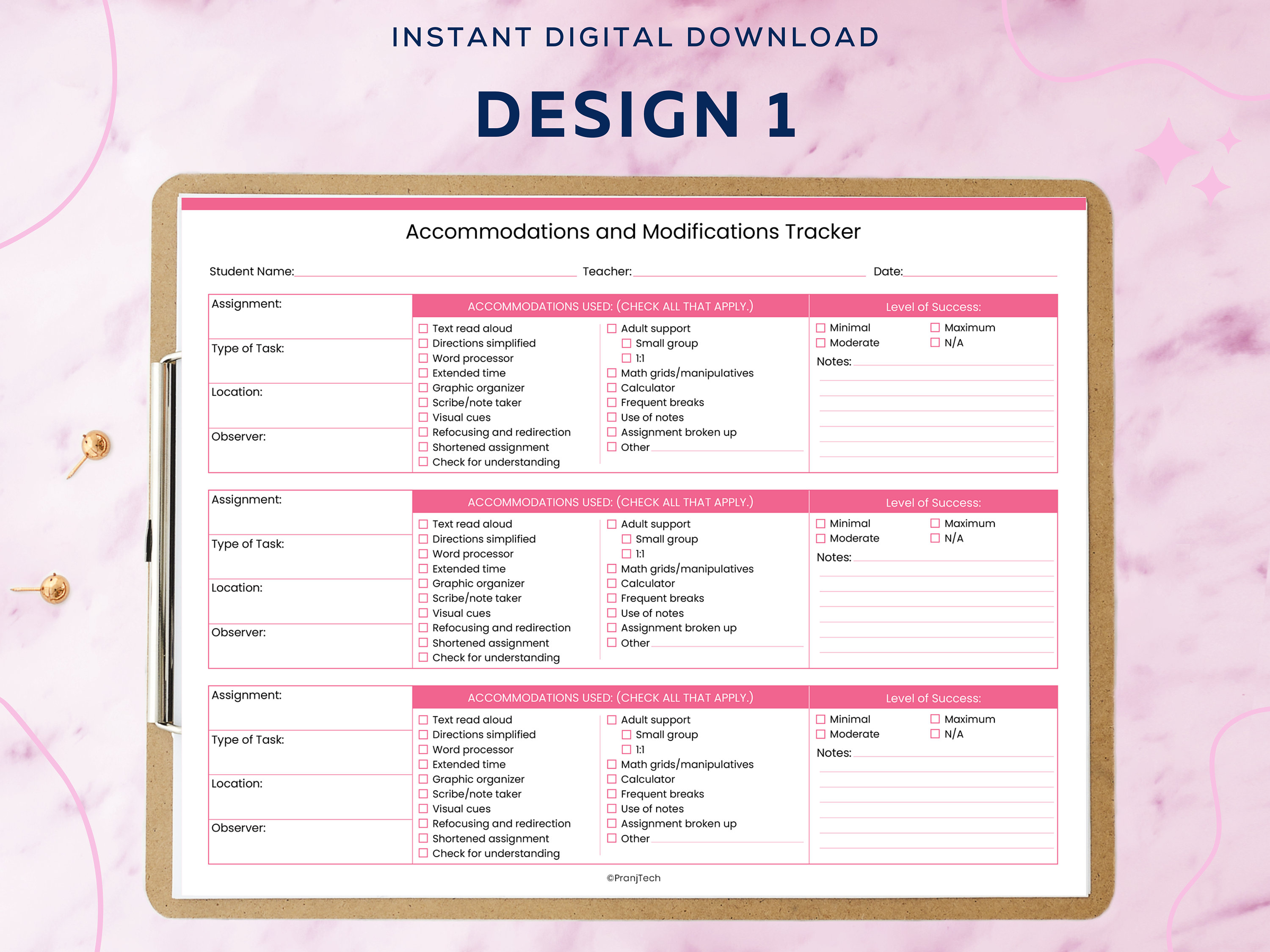 Accommodation & Modification Tracker for Special Education, Classroom ...
