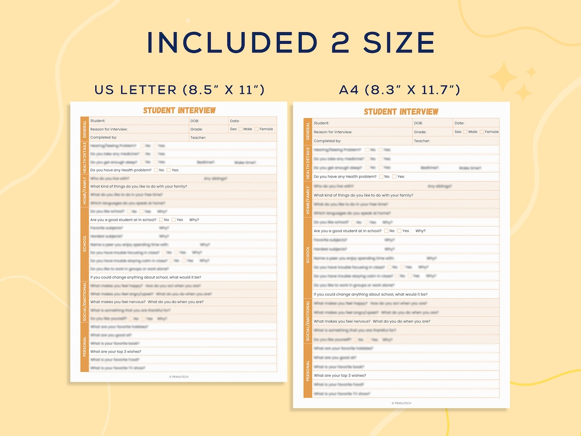 Student Interview Form School Counselor School - Etsy