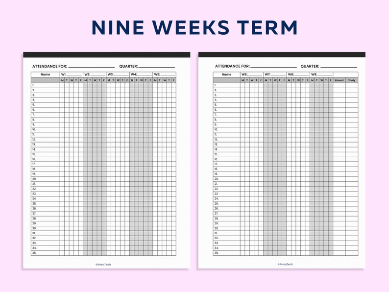 Attendance Forms for Teachers, Attendance Tracker, School Attendance ...