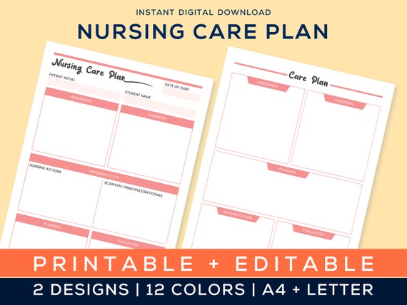Printable Nursing Student Care Plan Student Nurse Sheet | Etsy