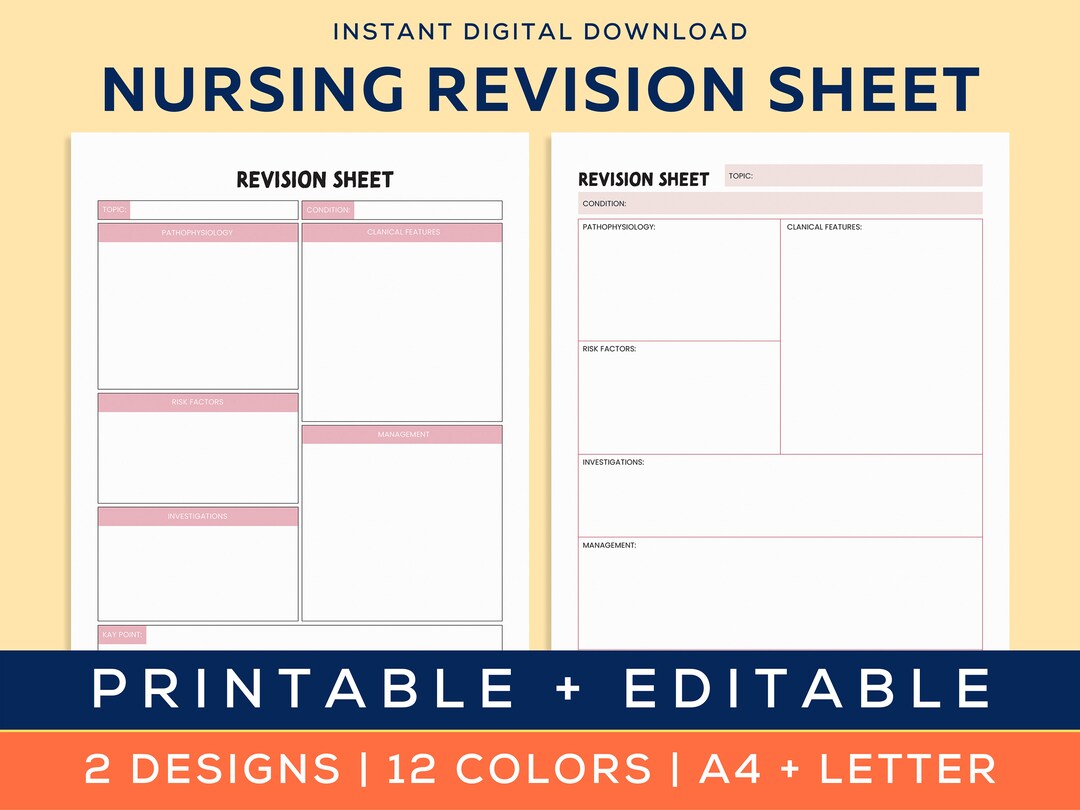 Nursing Revision Sheet, Nursing Student Disease Process, Medicine ...
