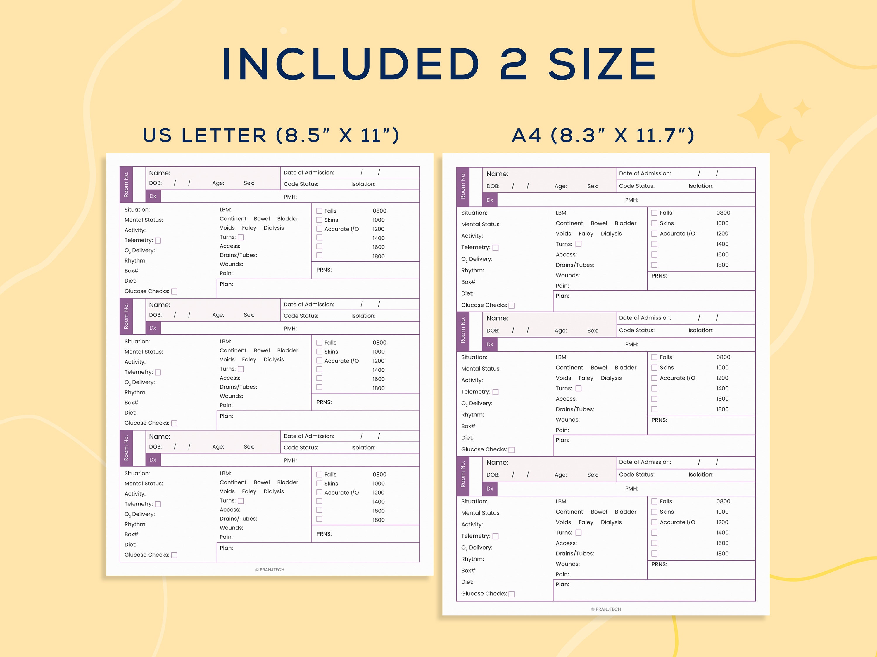 Printable Telemetry Report Sheet, 3 Patient Report Sheet, Medical ...