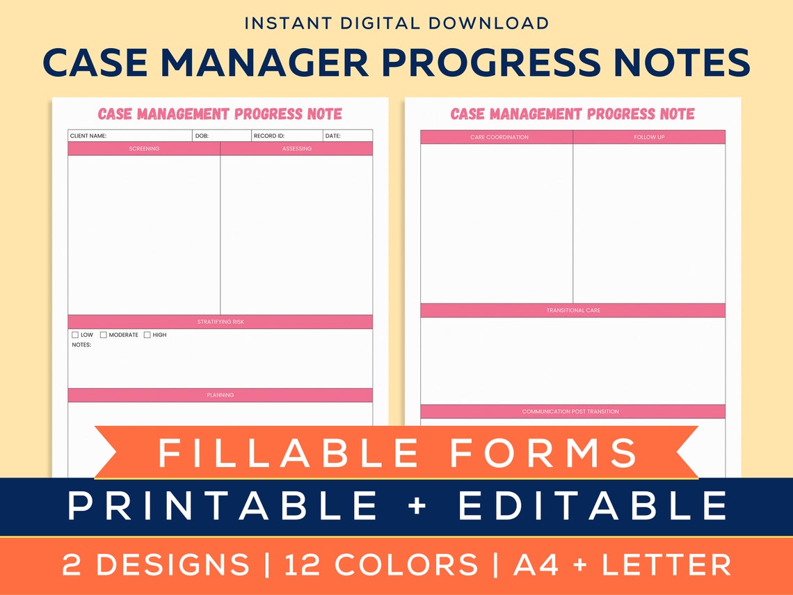 Case Manager Progress Notes, Fillable, Printable & Editable Form ...
