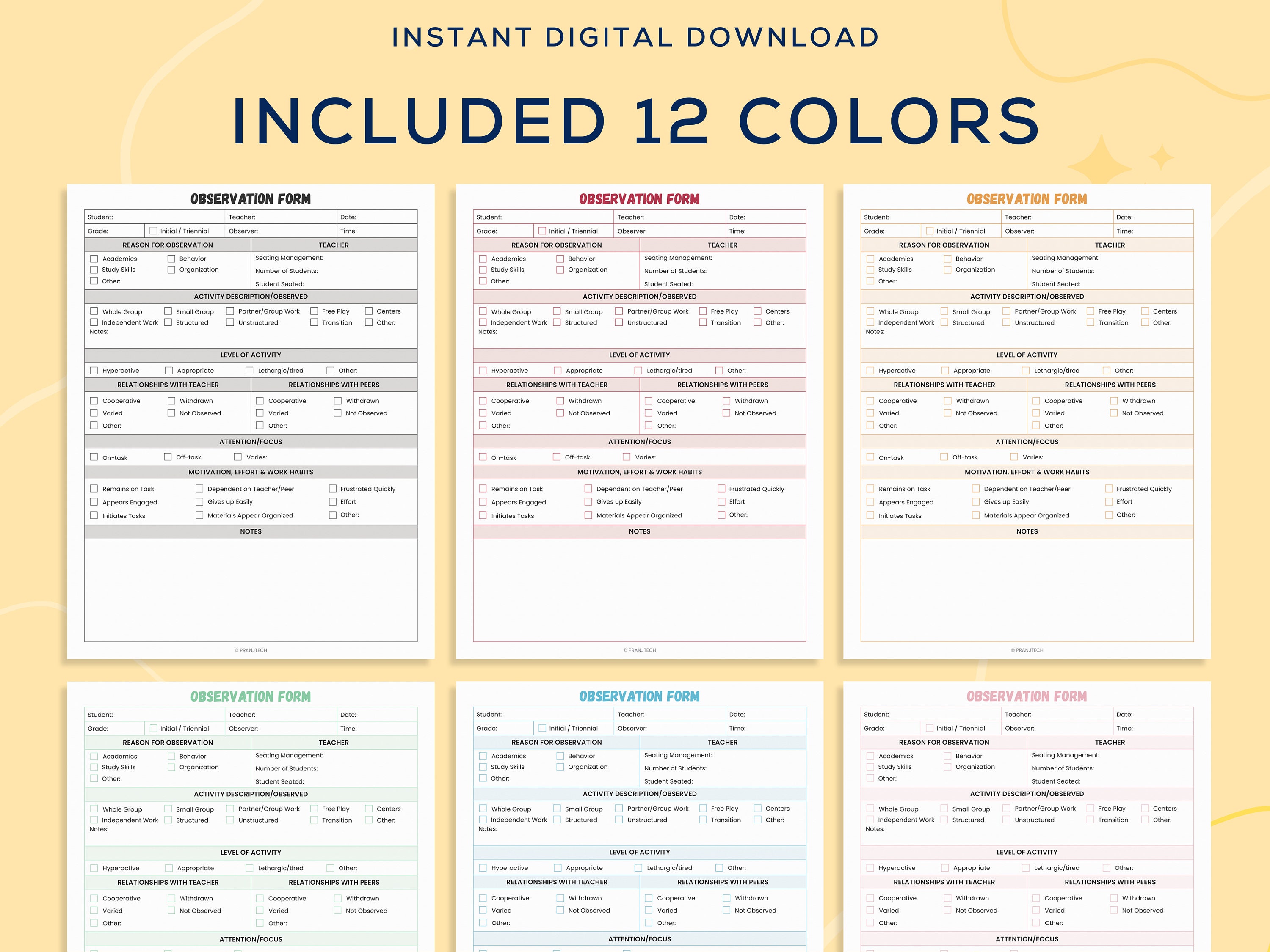 Printable Observation Form | Student Observations | School Psychologist ...