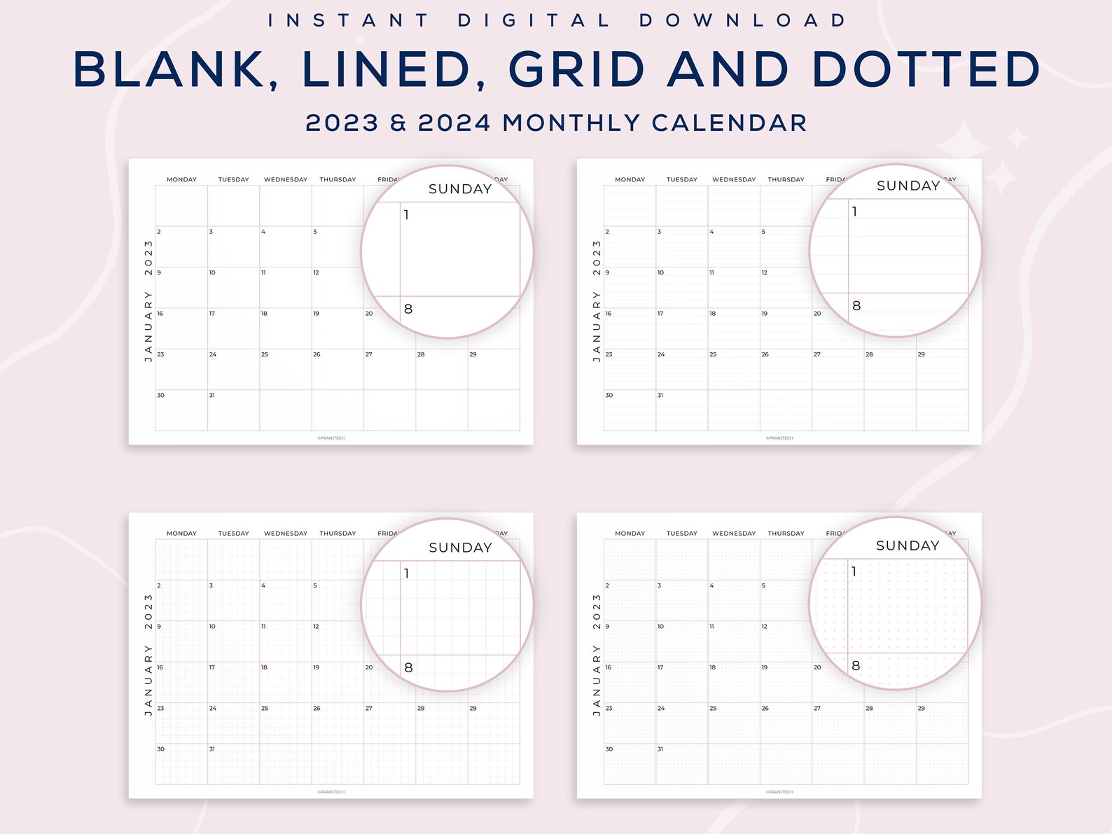 2023 2024 Monthly Calendar Landscape, Year Planner, Printable Calendar ...