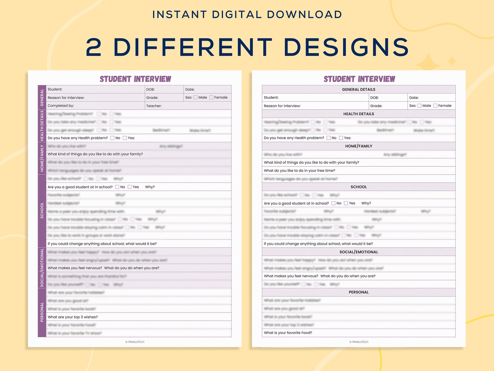 Student Interview Form | School Counselor | School Psychologist Forms ...