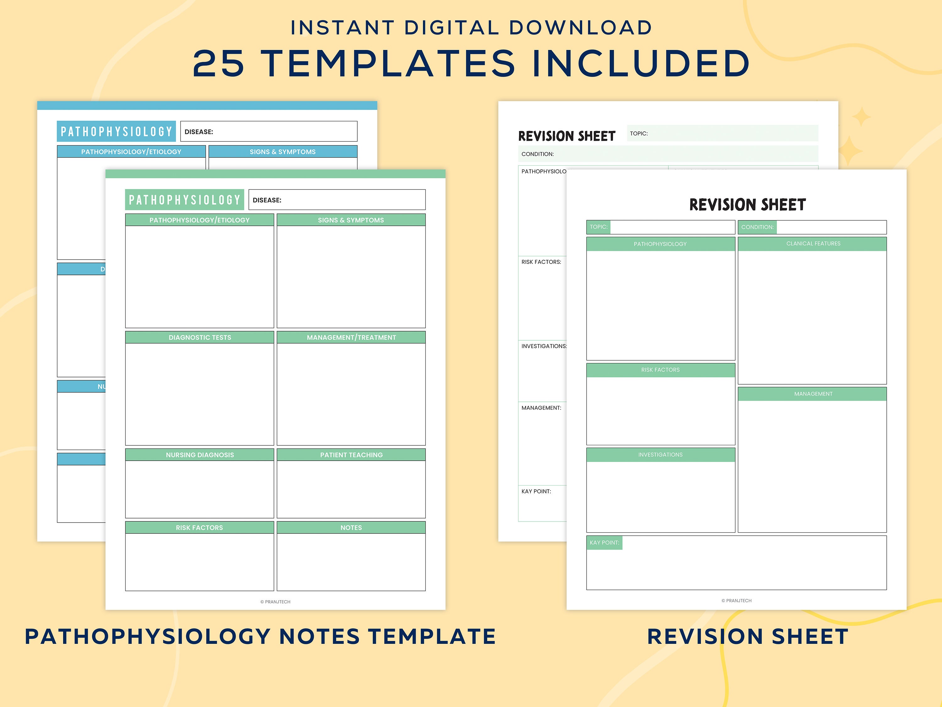 Complete Nursing Note-taking Templates Bundle | Nursing School ...