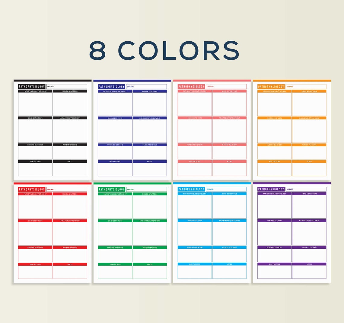 Printable Pathophysiology Notes Template Nursing Student Disease ...
