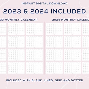 2023 2024 Monthly Calendar Landscape, Year Planner, Printable Calendar ...