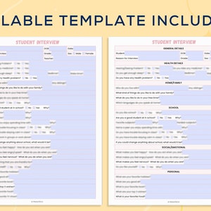 Student Interview Form | School Counselor | School Psychologist Forms ...