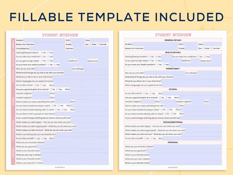 Student Interview Form School Counselor School - Etsy