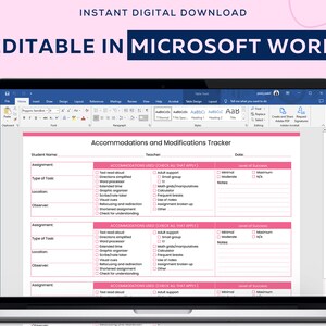 Accommodation & Modification Tracker for Special Education, Classroom Management, School ...