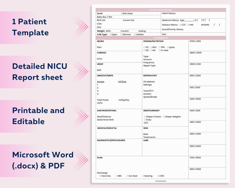 NICU Report Sheet, Nicu Brain, Baby Nurse Brain, Neonatal ICU Nurse ...