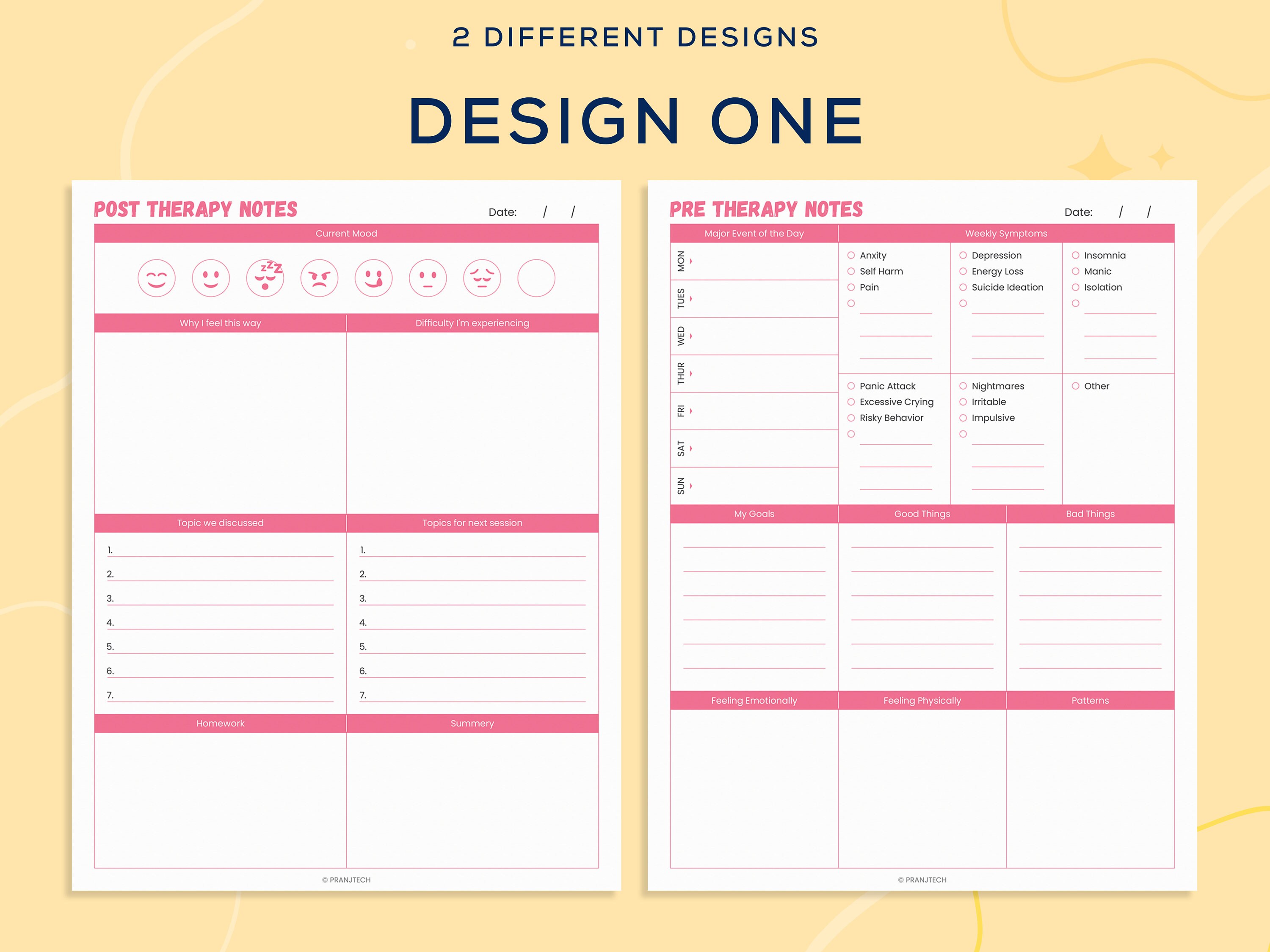 Pre Therapy & Post Therapy Notes, Fillable, Digital, Editable Template ...