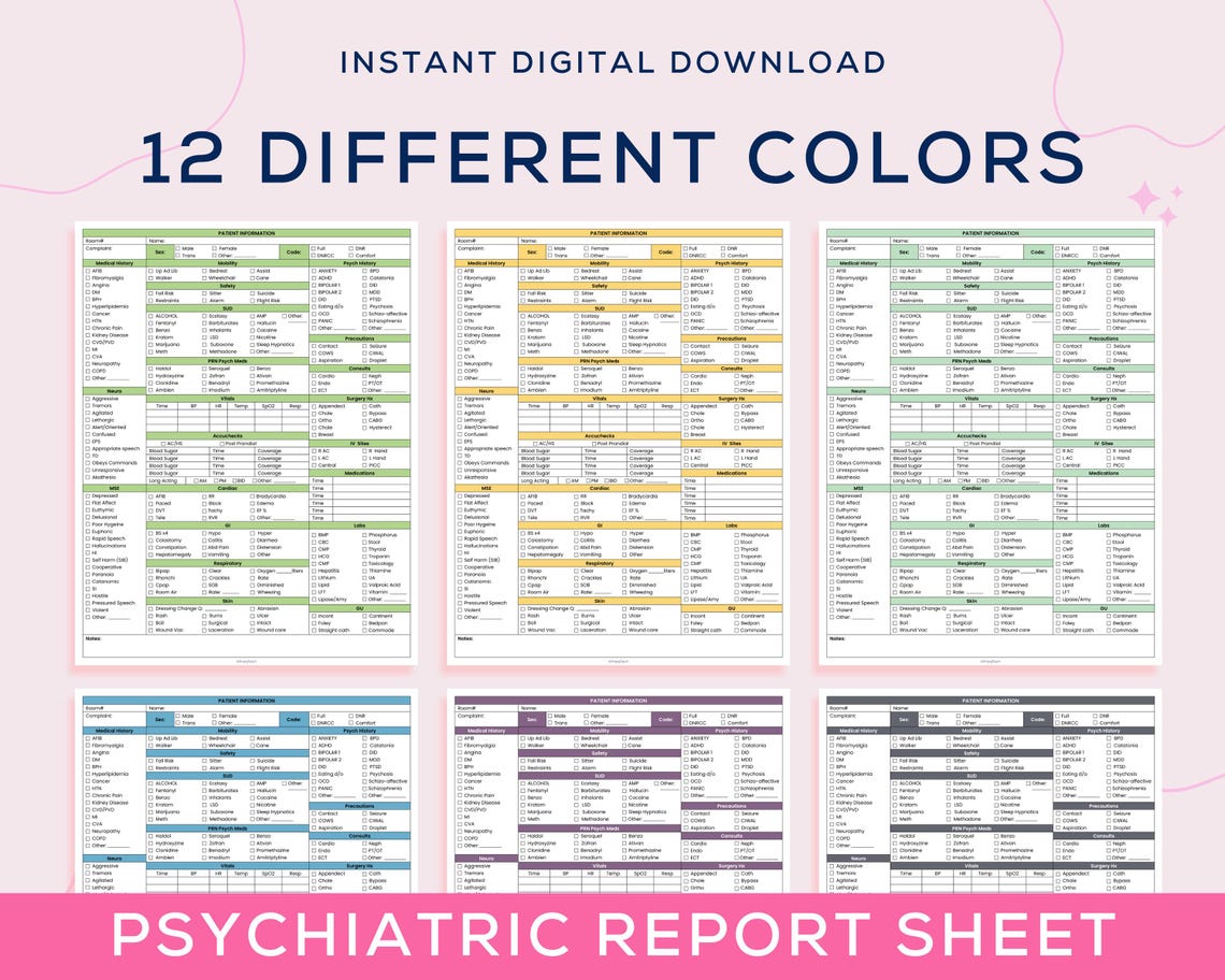 Psychiatric Nursing Report Sheet, 2 Patient Psych Nurse Report Sheet ...
