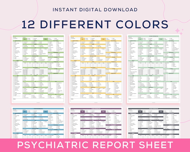 Psychiatric Nursing Report Sheet, 2 Patient Psych Nurse Report Sheet ...