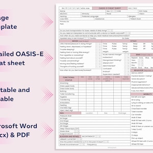 OASIS-E Cheat Sheet for Home Health Nurses, Start of Care Template ...
