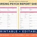 Nursing Psych Report Sheet, Psych/mental Health Nurse Organizer, Psych ...