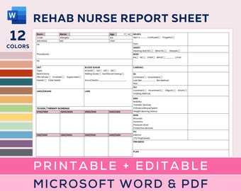Inpatient Rehab Nurse Report Sheet, Rehabilitation Nurse Brain, Rehab ...