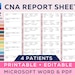 CNA Shift Report Sheet, Cna Brain Sheet for 4 Patients, Certified ...