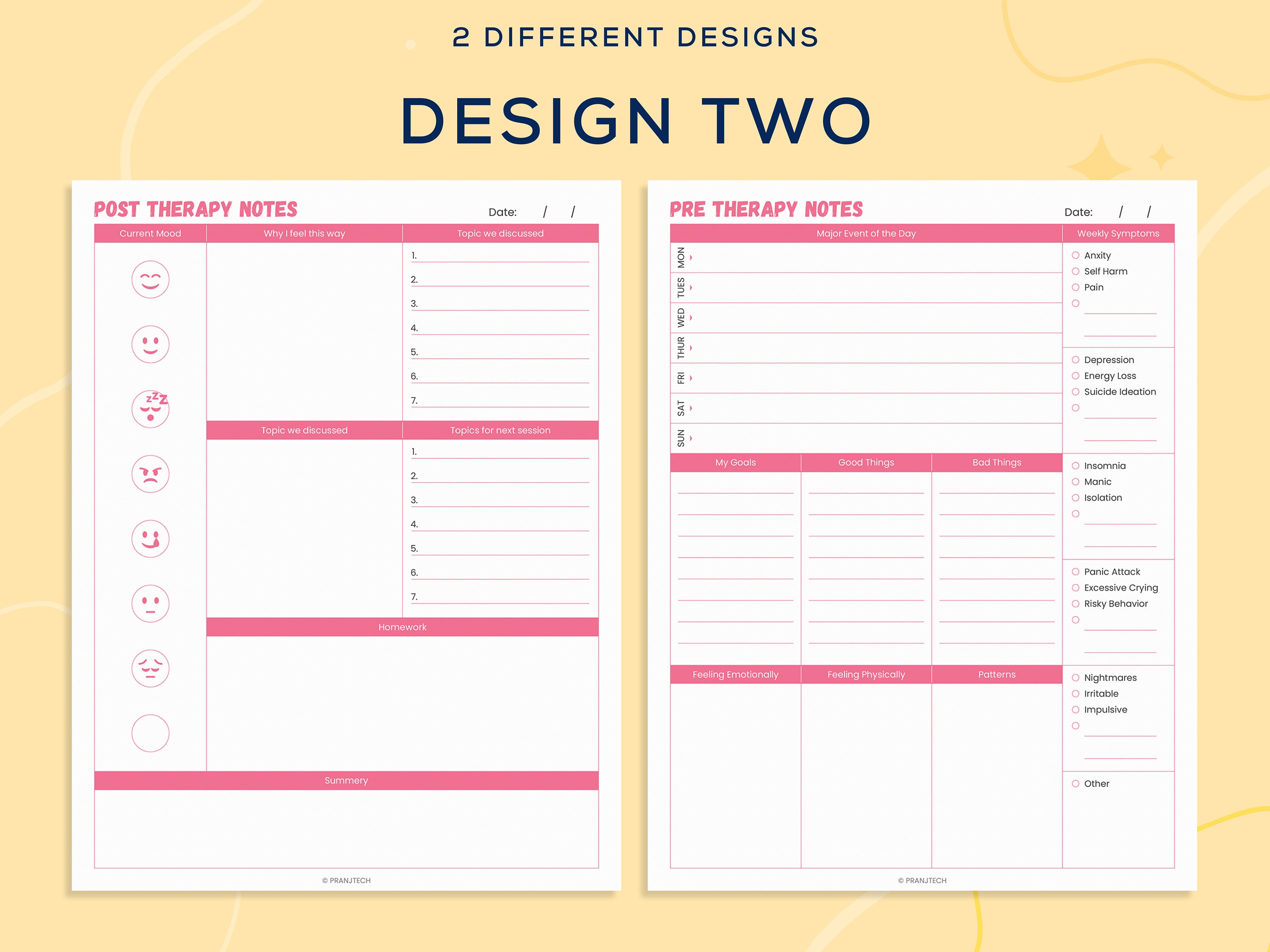 Pre Therapy & Post Therapy Notes, Fillable, Digital, Editable Template ...