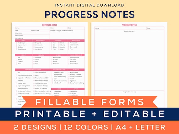 Progress Notes for Therapists Client Progress Note - Etsy
