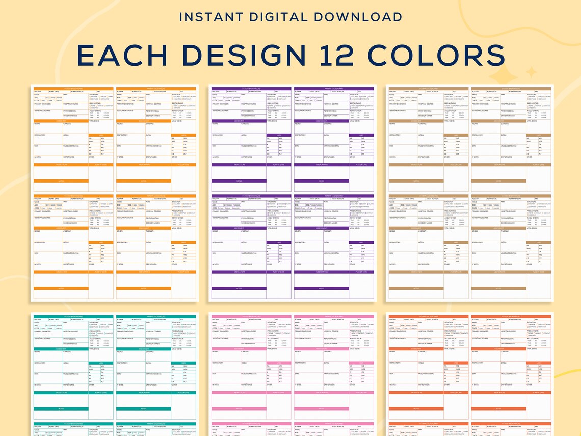 Printable 4 Patient Nursing Report Sheet Template Four Patient Med Surg ...