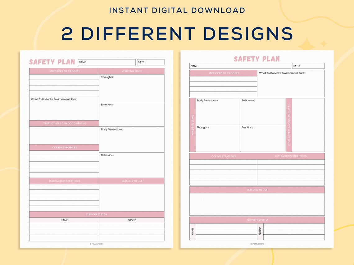 Printable Safety Plan, Therapy Aid, Coping Skills, School Counselor ...