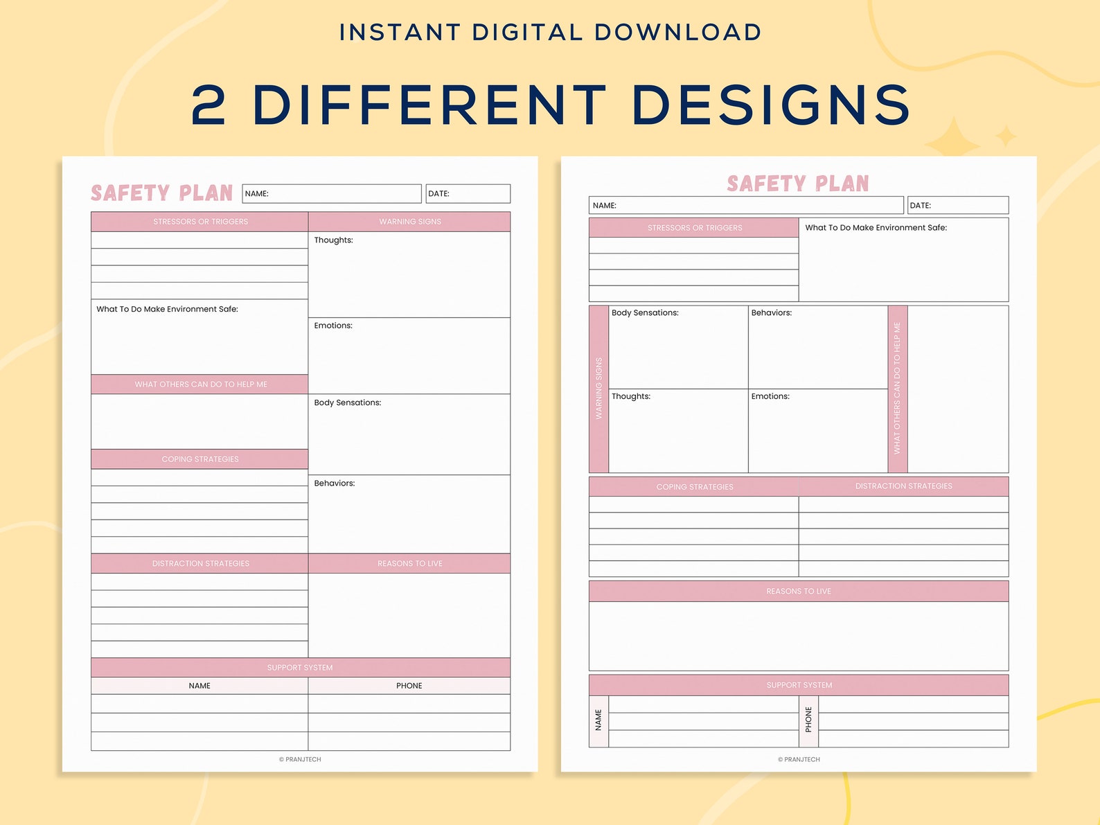 Printable Safety Plan, Therapy Aid, Coping Skills, School Counselor ...