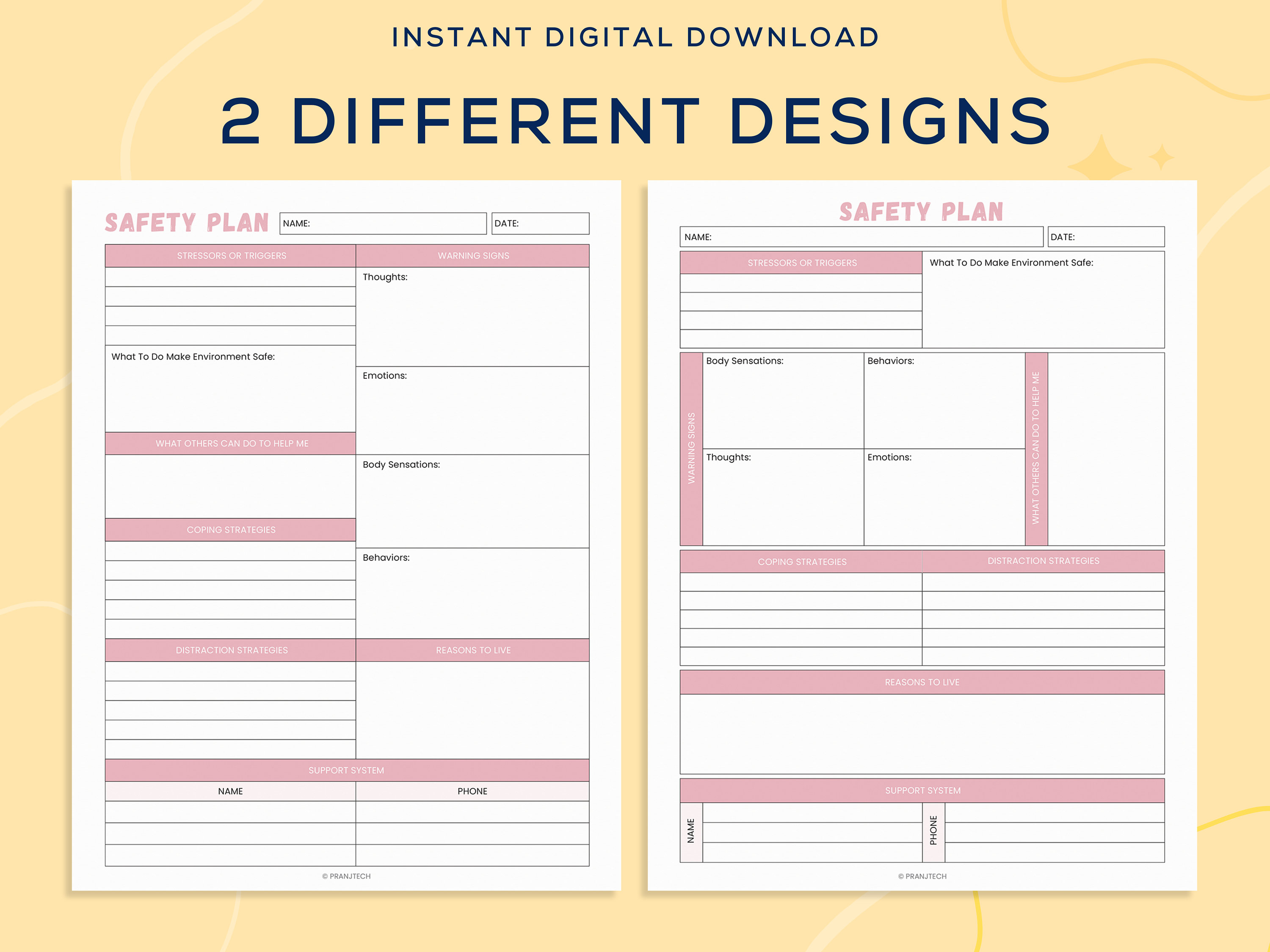 Printable Safety Plan, Therapy Aid, Coping Skills, School Counselor ...