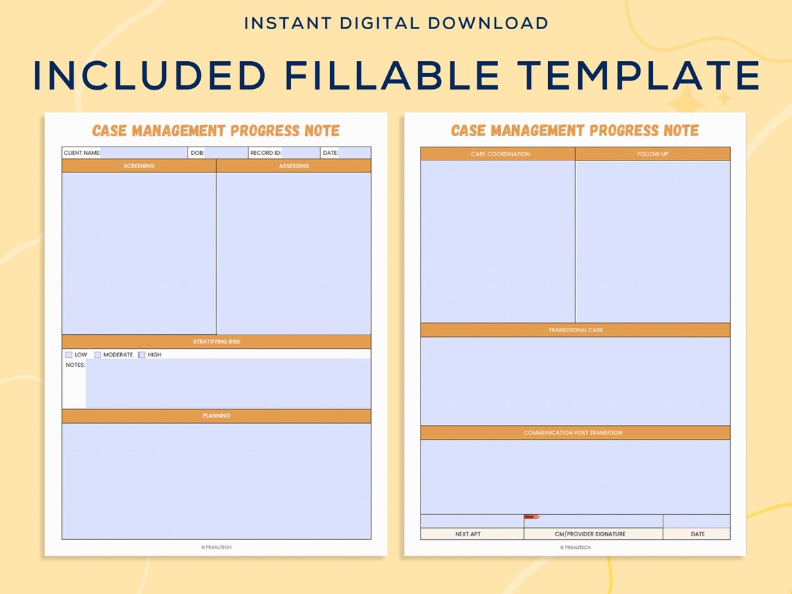 Case Manager Progress Notes, Fillable, Printable & Editable Form ...