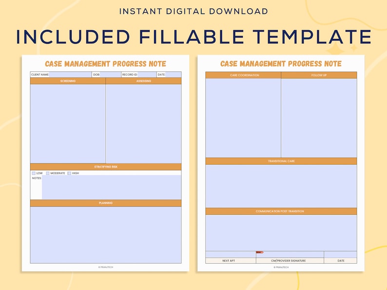 Case Manager Progress Notes, Fillable, Printable & Editable Form ...