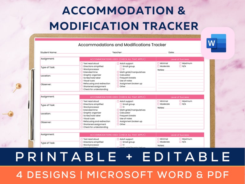 Accommodation & Modification Tracker for Special Education, Classroom ...