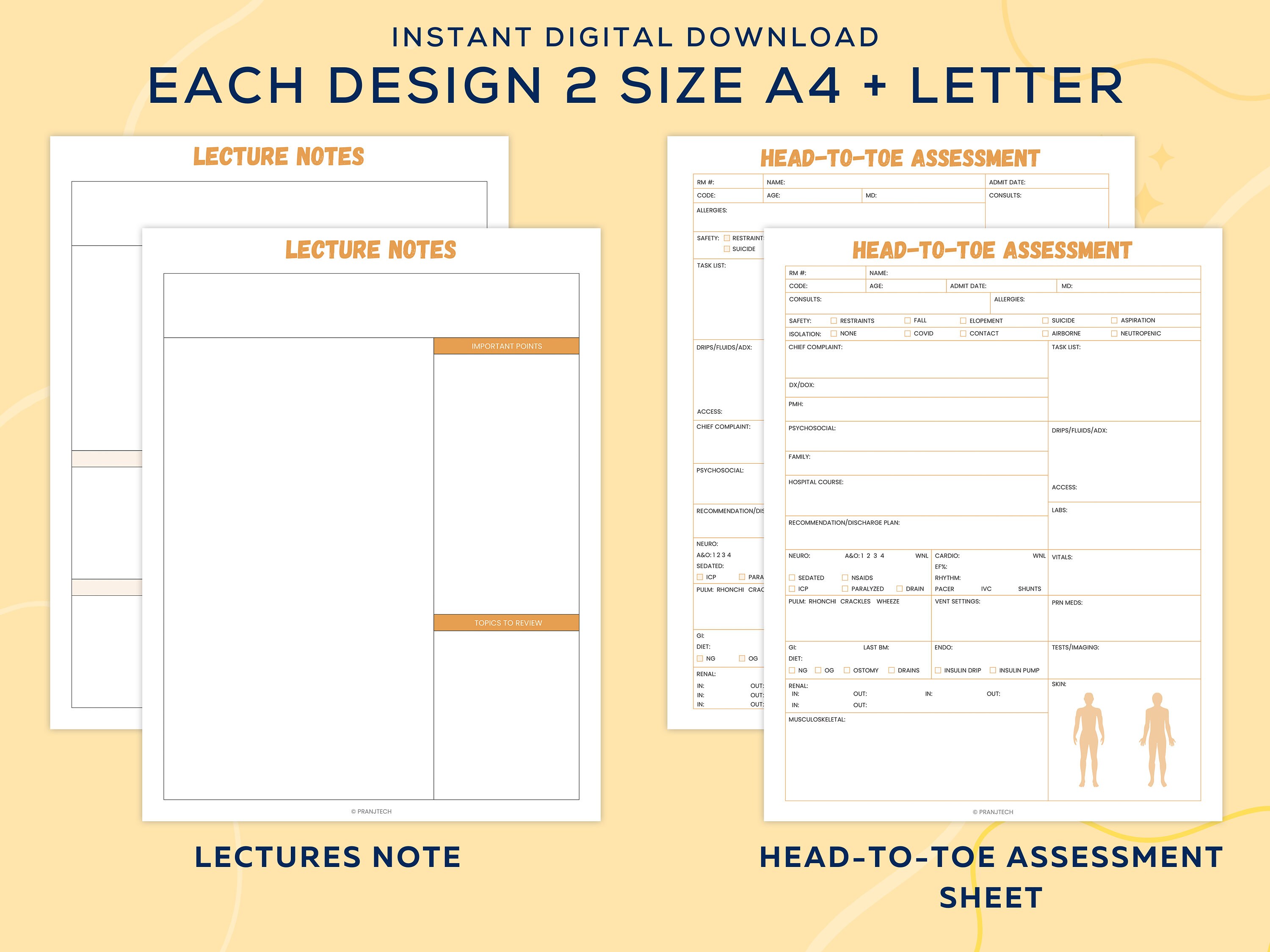 Complete Nursing Note-taking Templates Bundle | Nursing School ...
