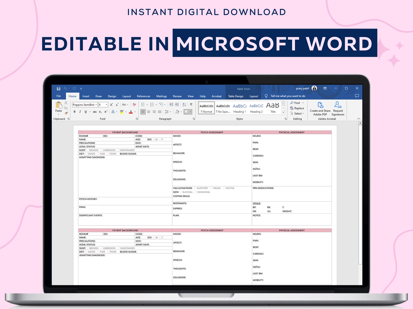 Psych Nurse Report Sheet for 2 Patients, Psych Nurse Brain, Nursing ...