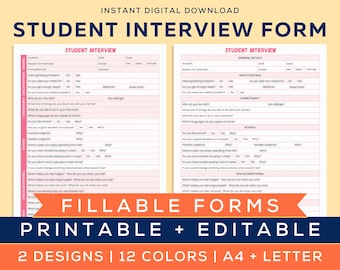 Student Interview Form School Psychologist Forms School Counselor - Etsy